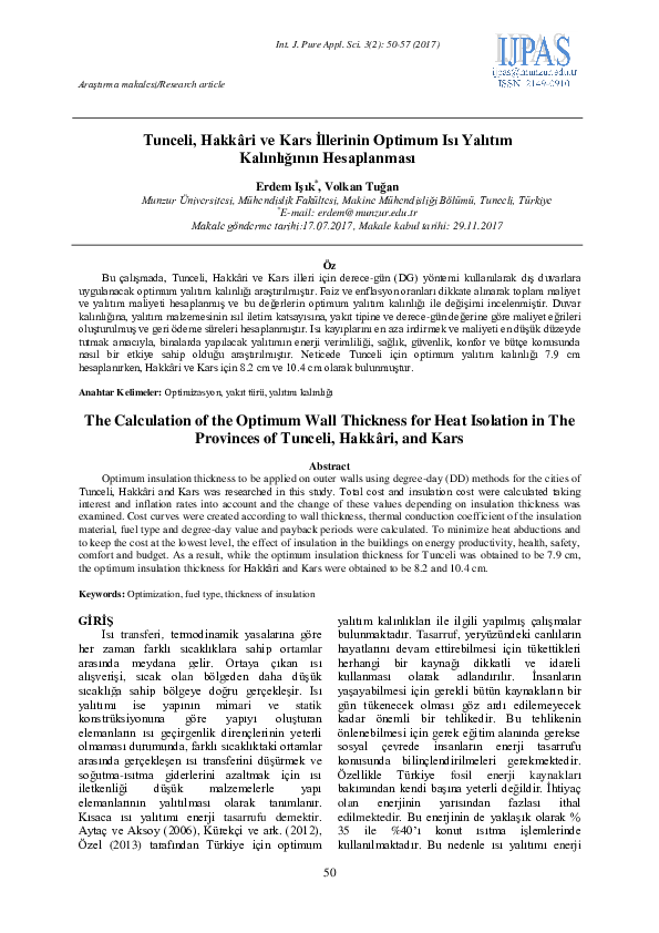 (PDF) The Calculation of the Optimum Wall Thickness for Heat Isolation ...
