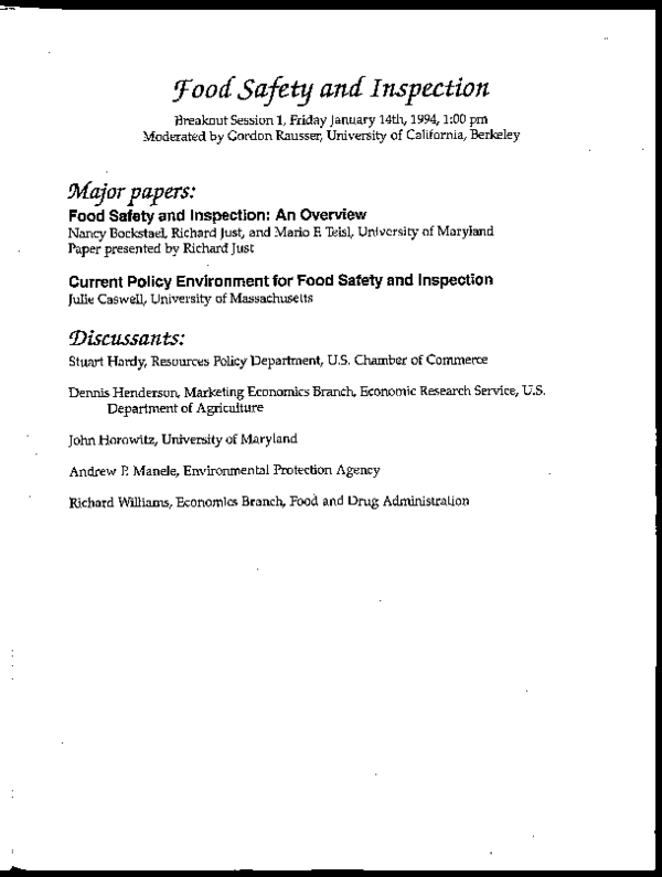 (PDF) Food Inspection and Safety: An Overview