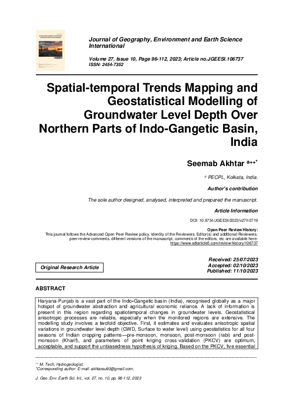 Pdf Spatial Temporal Trends Mapping And Geostatistical Modelling Of