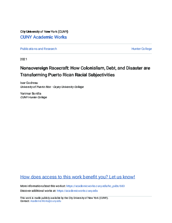 (PDF) Nonsovereign Racecraft: How Colonialism, Debt, and Disaster are ...