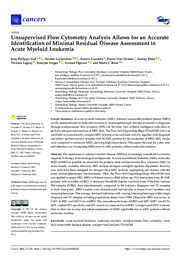(PDF) Unsupervised Flow Cytometry Analysis Allows for an Accurate Identification of Minimal ...