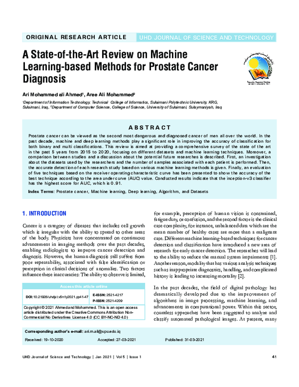 Pdf A State Of The Art Review On Machine Learning Based Methods For 2883
