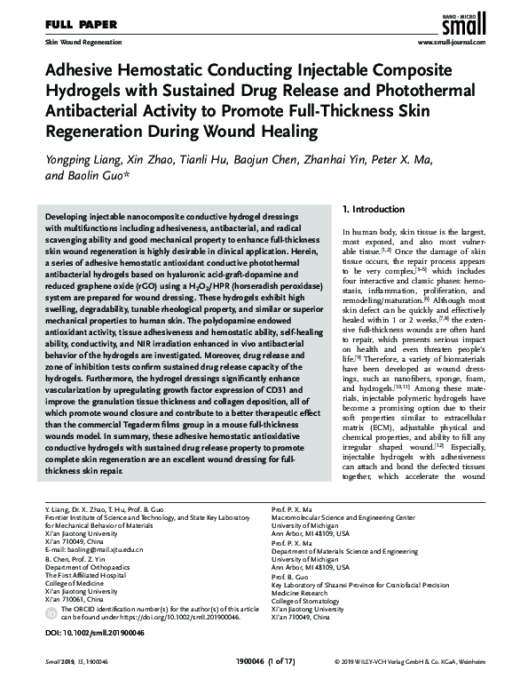 (PDF) Adhesive Hemostatic Conducting Injectable Composite Hydrogels ...