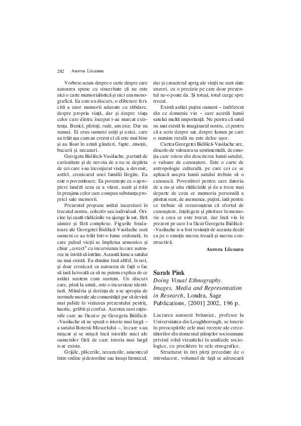 (PDF) SARAH PINK, Doing Visual Ethnography. Images, Media and Representation in Research, Londra ...