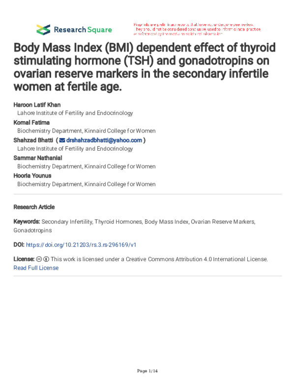 Pdf Body Mass Index Bmi Dependent Effect Of Thyroid Stimulating