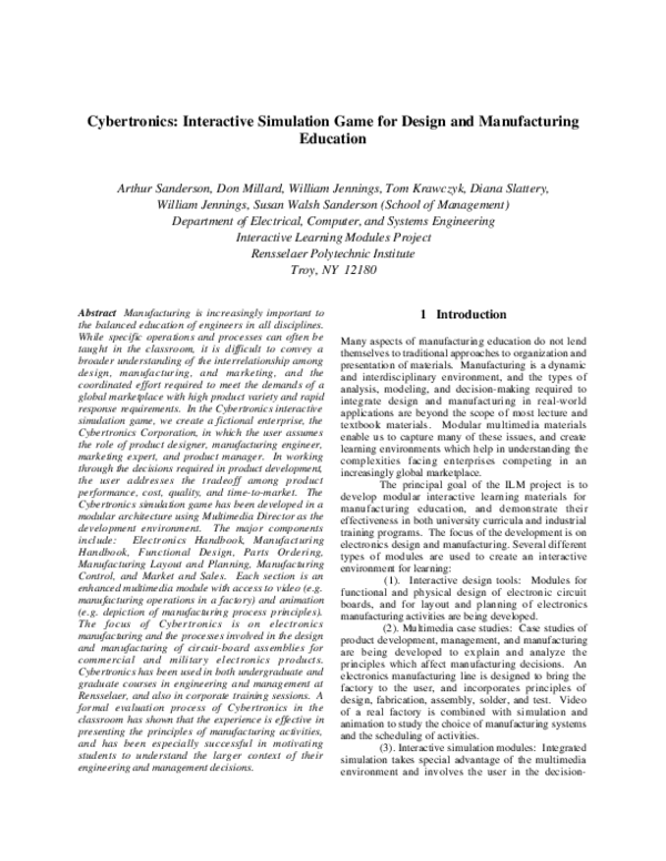 (PDF) Cybertronics: interactive simulation game for design and ...
