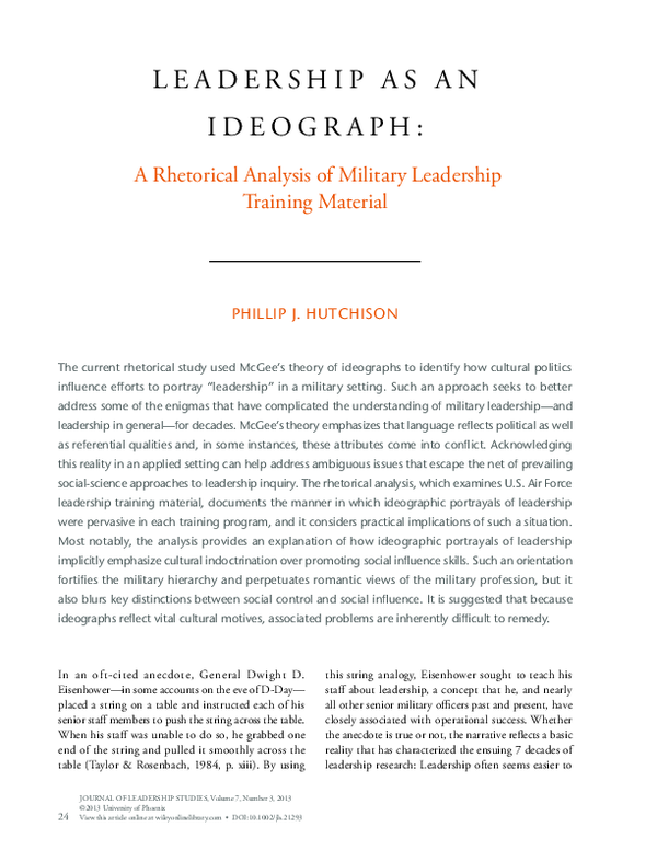(PDF) Leadership as an Ideograph: A Rhetorical Analysis of Military ...