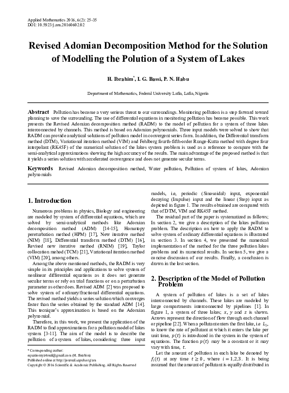 Pdf Revised Adomian Decomposition Method For Solving Systems Of