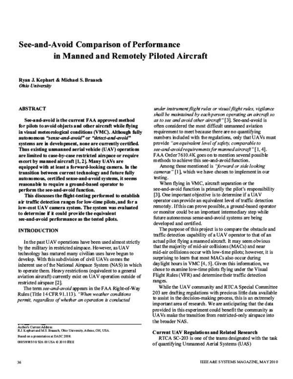 (PDF) See-and-avoid comparison of performance in manned and remotely ...