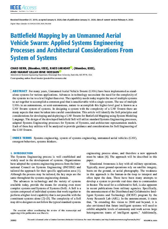 Pdf Battlefield Mapping By An Unmanned Aerial Vehicle Swarm Applied