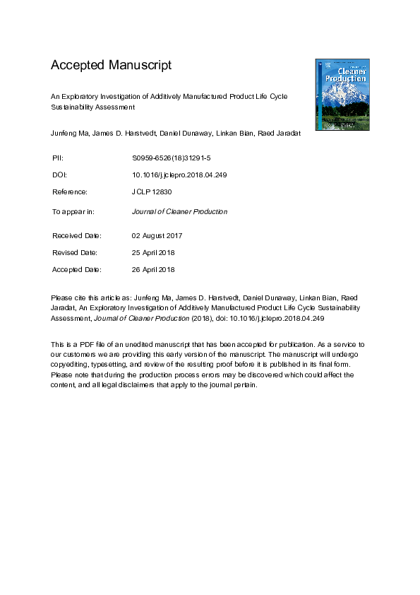 (PDF) An exploratory investigation of Additively Manufactured Product ...