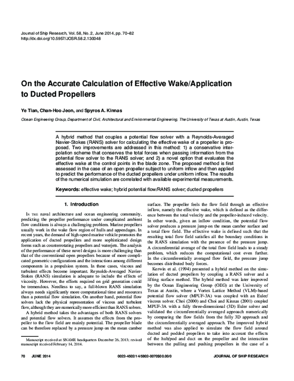 (PDF) On the Accurate Calculation of Effective Wake/Application to ...