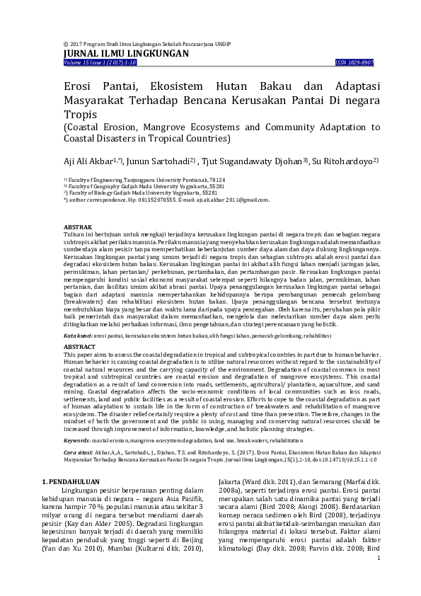 (PDF) Erosi Pantai, Ekosistem Hutan Bakau dan Adaptasi Masyarakat ...