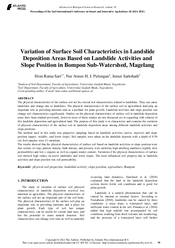 (PDF) Variation of Surface Soil Characteristics in Landslide Deposition ...