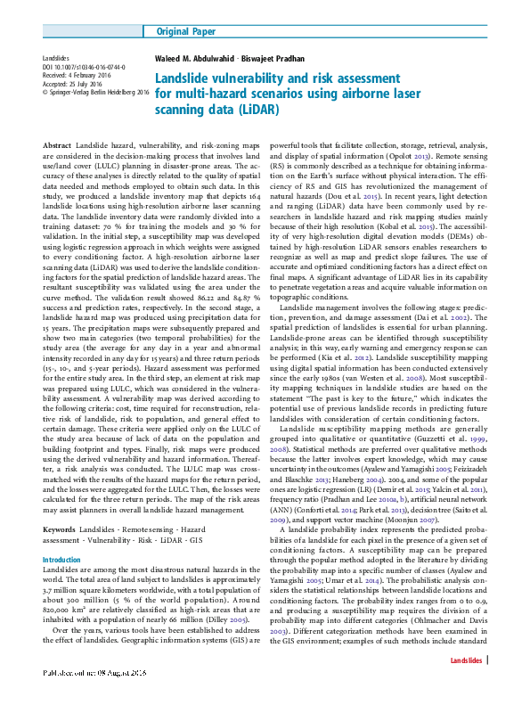 (PDF) Landslide vulnerability and risk assessment :: From geomorphological mapping to object ...