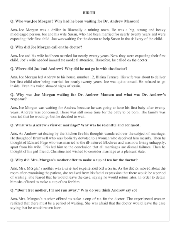 (PDF) Q. Who was Joe Morgan? Why had he been waiting for Dr. Andrew Manson