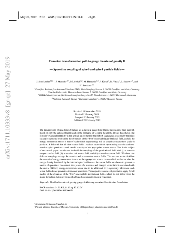 Pdf Canonical Transformation Path To Gauge Theories Of Gravity Ii Spacetime Coupling Of