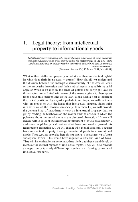 (PDF) Legal theory: from intellectual property to informational goods