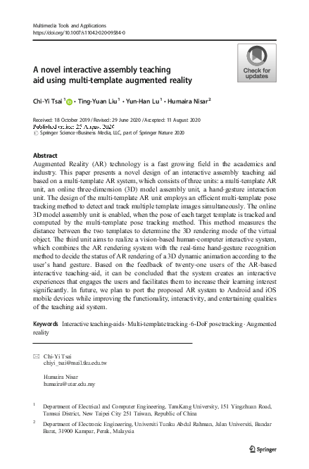 (PDF) A novel interactive assembly teaching aid using multi-template augmented reality