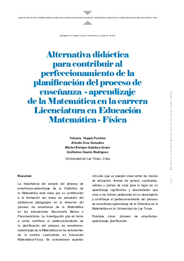 (PDF) Alternativa didáctica para contribuir al perfeccionamiento de la planificación del proceso ...
