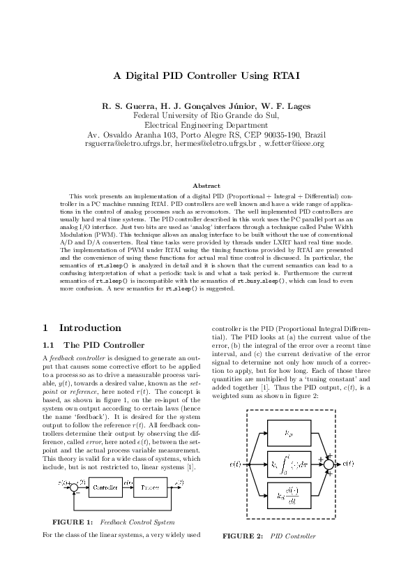 (PDF) A Digital PID Controller Using RTAI (PDF) A Digital PID Controller Using RTAI
