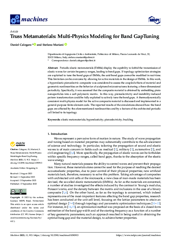 (PDF) Truss Metamaterials: Multi-Physics Modeling for Band GapTuning