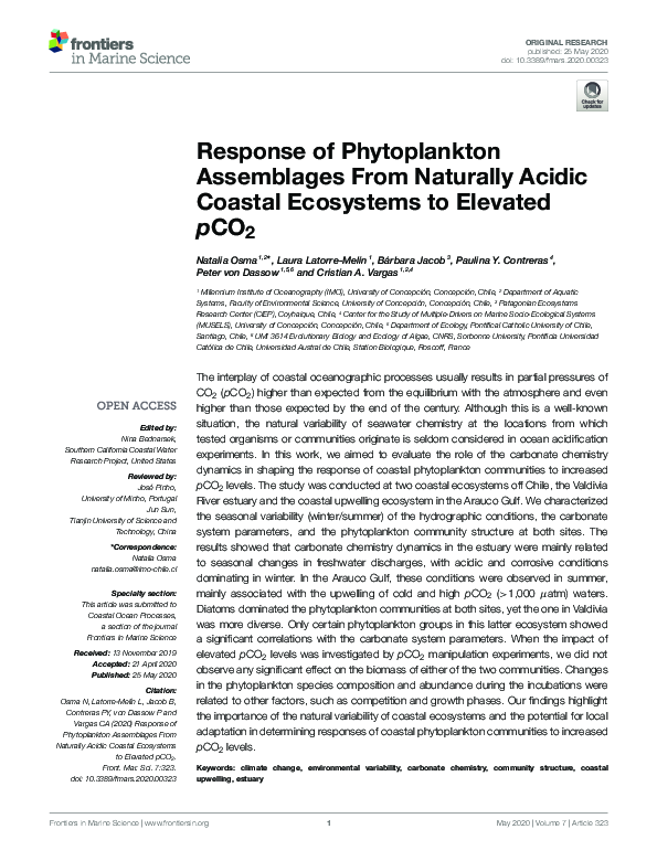 (PDF) Response of Phytoplankton Assemblages From Naturally Acidic ...