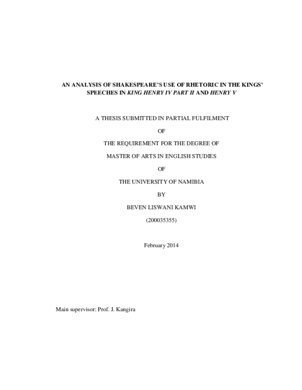 (PDF) An analysis of shakespeare's use of rhetoric in the king's ...