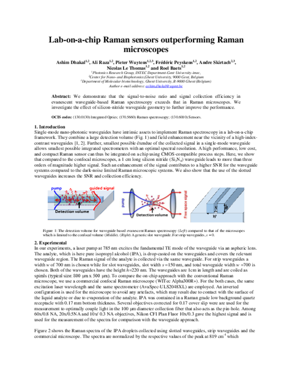 (PDF) Lab-on-a-chip Raman sensors outperforming Raman microscopes