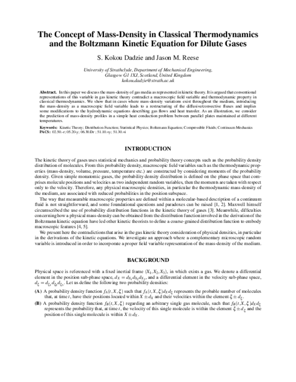 (PDF) The Concept of Mass-Density in Classical Thermodynamics and the ...