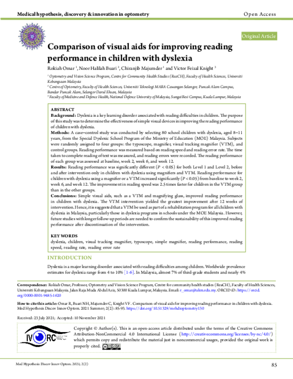 (PDF) Comparison of visual aids for improving reading performance in ...