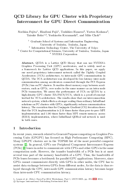 (PDF) QCD Library for GPU Cluster with Proprietary Interconnect for GPU Direct Communication