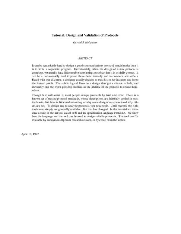 Pdf Design And Validation Of Protocols