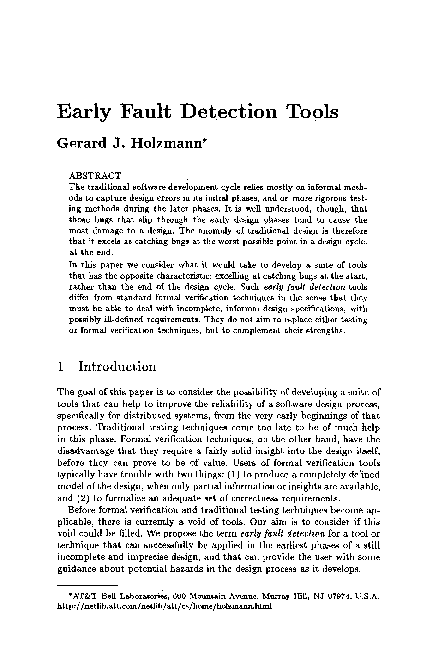 (PDF) Early fault detection tools