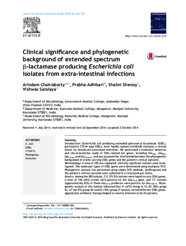 (PDF) Clinical significance and phylogenetic background of extended spectrum β-lactamase ...