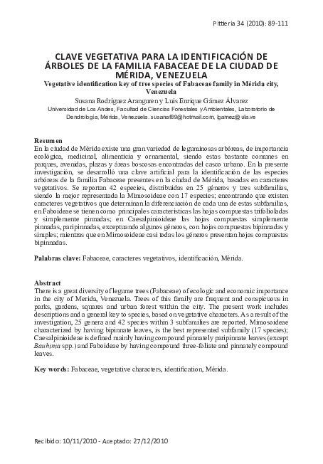 (PDF) Vegetative identification key of tree species of Fabaceae family ...