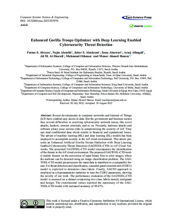 (PDF) Enhanced Gorilla Troops Optimizer with Deep Learning Enabled Cybersecurity Threat Detection