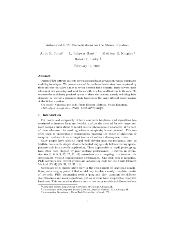 (PDF) Automated FEM discretizations for the Stokes equation