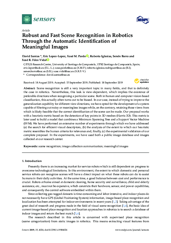 (PDF) Robust and Fast Scene Recognition in Robotics Through the ...