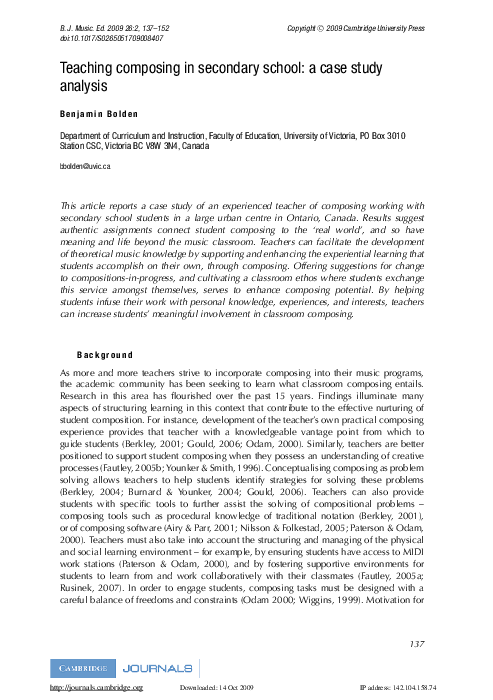 (PDF) Teaching composing in secondary school: a case study analysis
