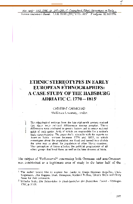 (PDF) Ethnic Stereotypes In Early European Ethnographies: A Case Study ...