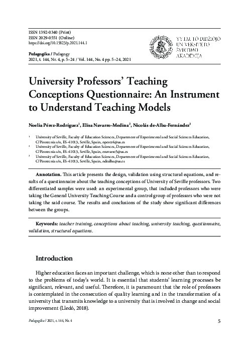 (PDF) University Professors’ Teaching Conceptions Questionnaire: An ...