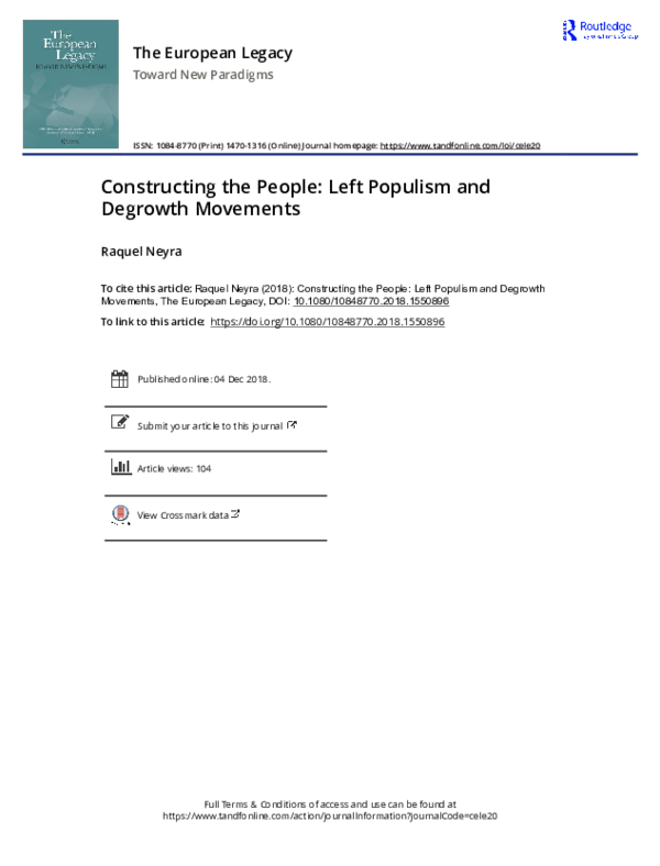 (PDF) Constructing the People: Left Populism and Degrowth Movements ...