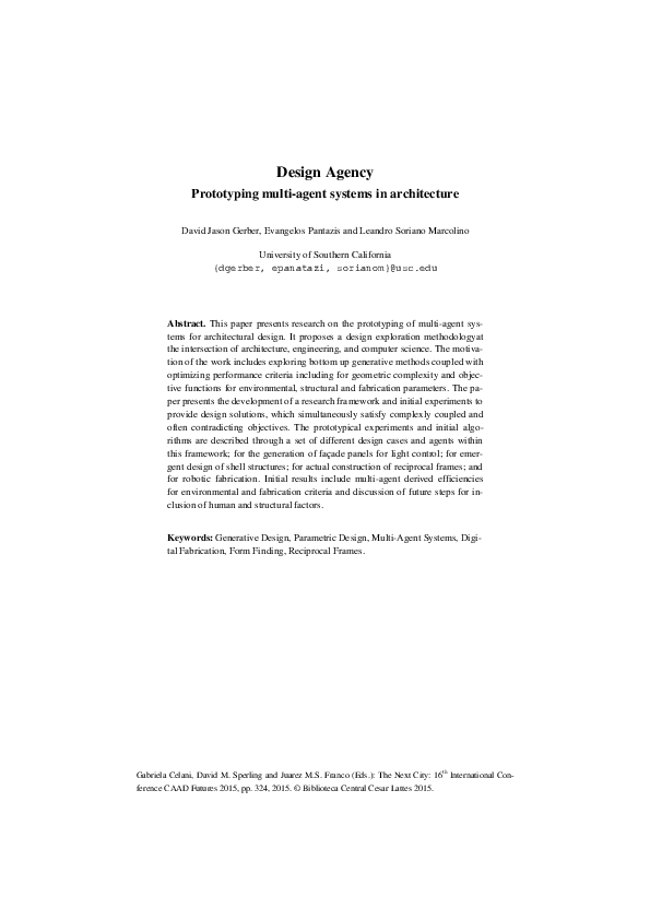 (PDF) Design agency:prototyping multi-agent systems in architecture