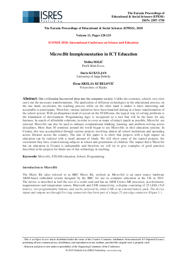 (PDF) Micro:Bit Immplementation in ICT Education