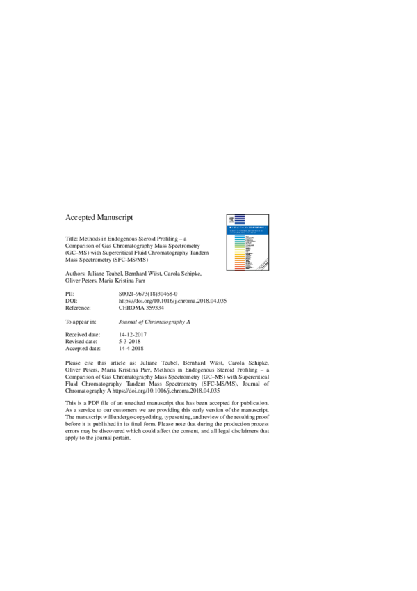 (PDF) Methods in endogenous steroid profiling – A comparison of gas ... (PDF) Methods in endogenous steroid profiling – A comparison of gas ...