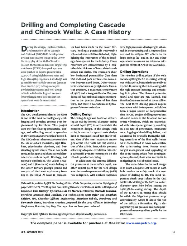 (PDF) Drilling and Completing Cascade and Chinook Wells: A Design and ...