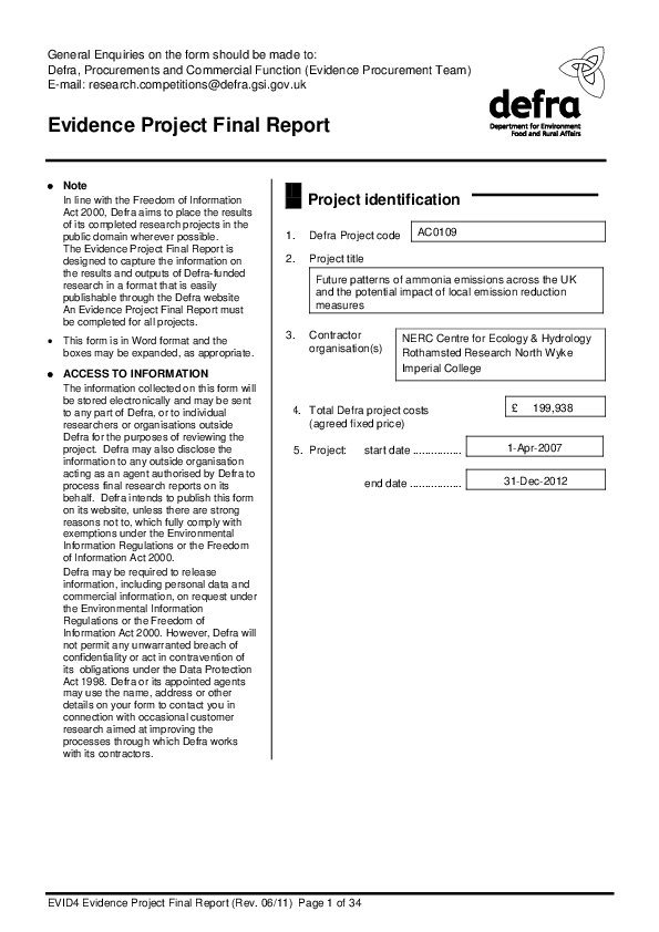 (PDF) Future patterns of ammonia emissions across the UK and the ...