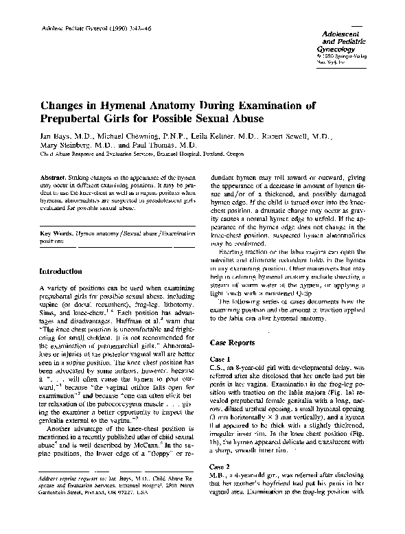 (PDF) Changes in hymenal anatomy during examination of prepubertal ...