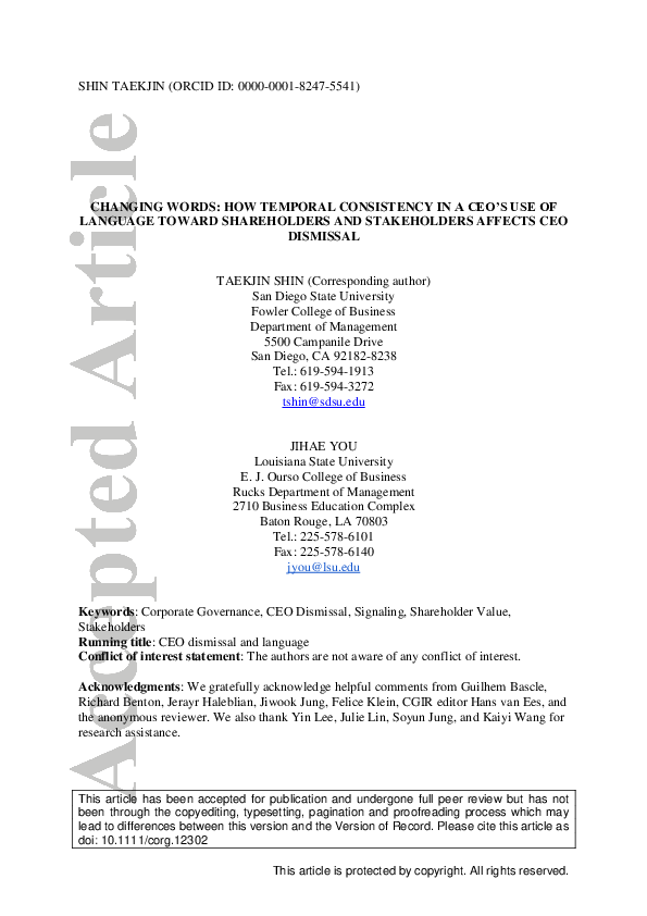 (PDF) Changing words: How temporal consistency in a CEO's use of ...